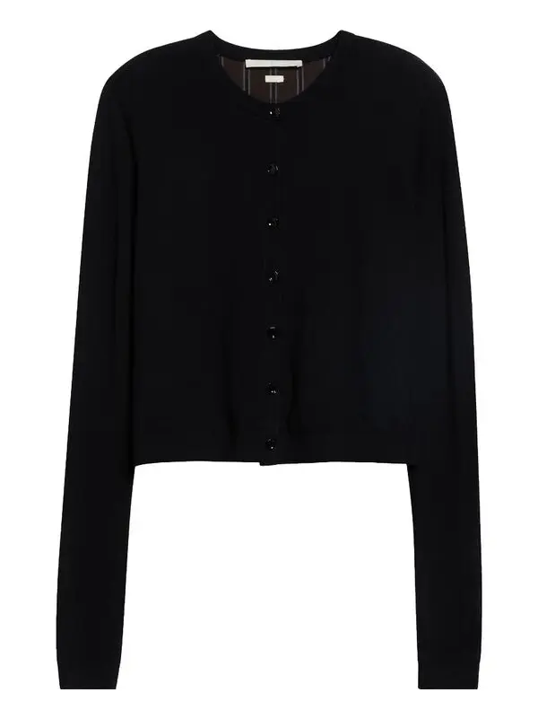 JASON WU Mixed Media Merino Wool & Stripe Cardigan - Black Multi