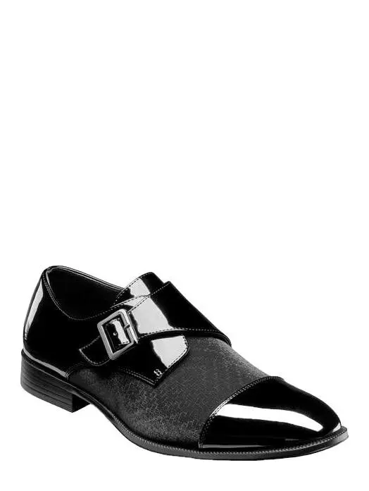 STACY ADAMS Sutherland Cap Toe Monk Strap Shoe - Black