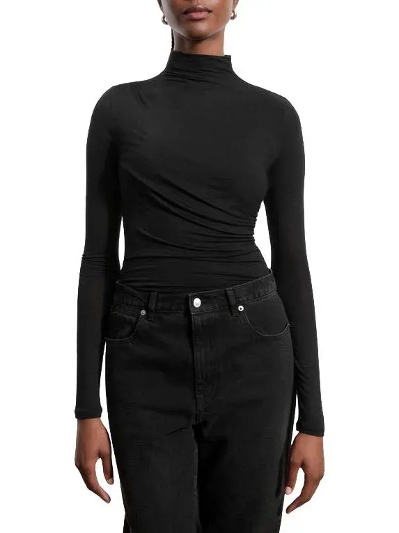 MARCELLA Orchard Ruched Mock Neck Top - Black