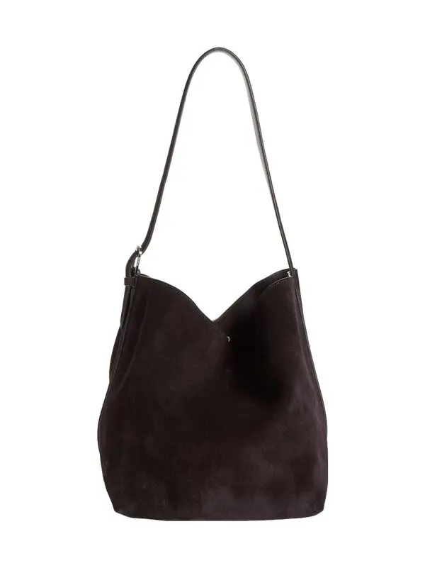TOTEME Medium Belted Suede Tote - Espresso