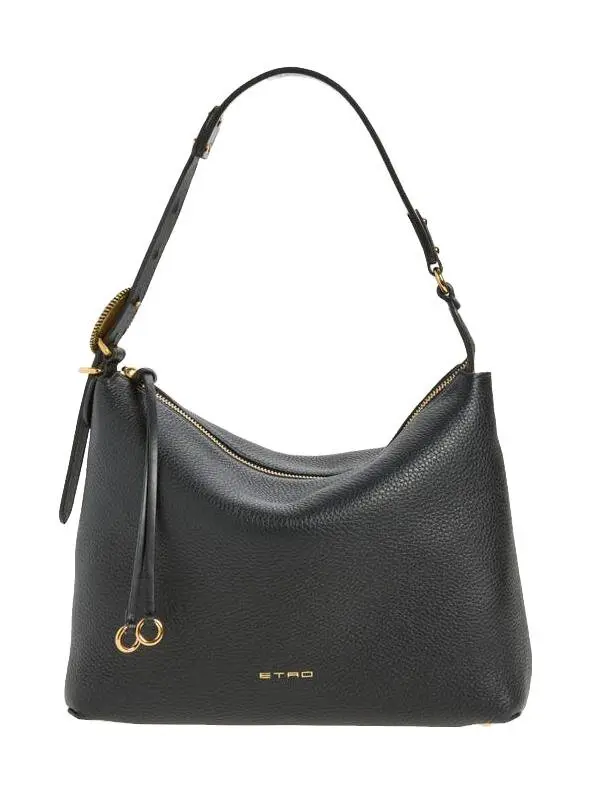 Etro Tumbled Leather Hobo Bag - Black