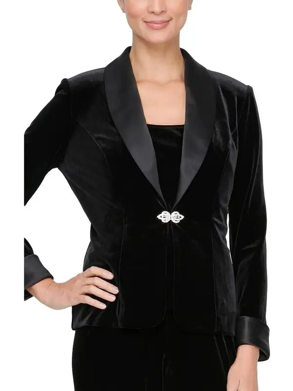 Alex Evenings Velvet & Satin Twinset - Blk Blk