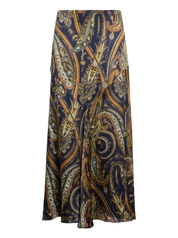 Etro Paisley Print Midi Skirt - Printed Blue Base