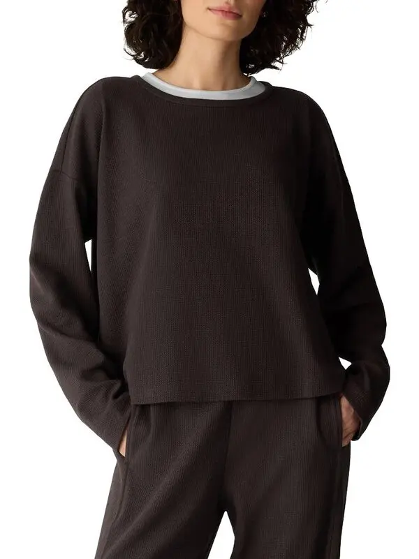Eileen Fisher Waffle Knit Box Top - Coffee