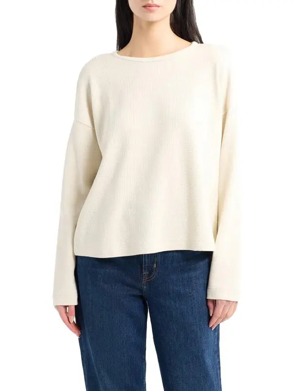 Eileen Fisher Waffle Knit Box Top - Plaster