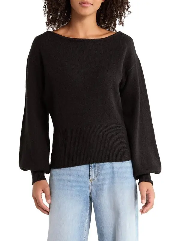 PACSUN Harley Off The Shoulder Sweater - Black