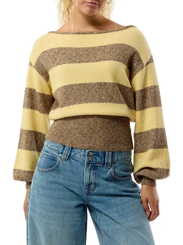 PACSUN Harley Off The Shoulder Sweater - Yellow
