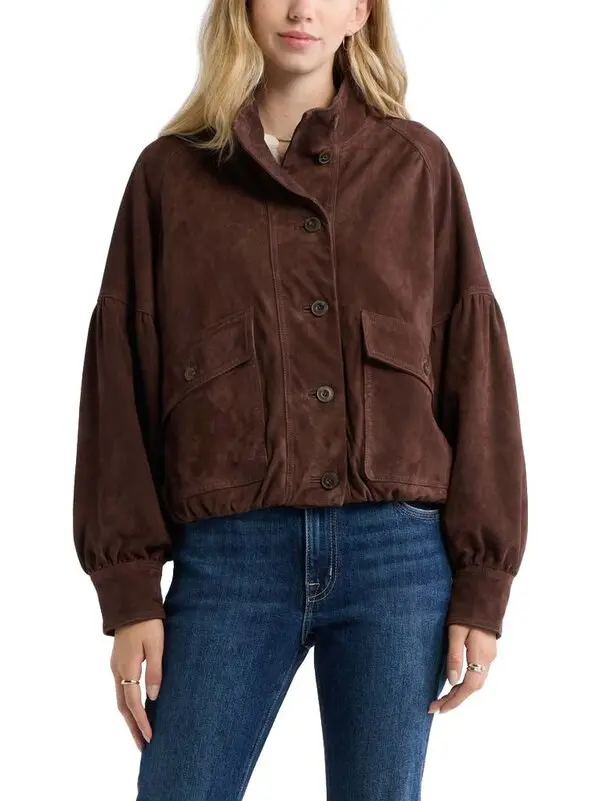 Treasure & Bond Blouson Suede Leather Jacket - Brown Chicory