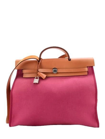 Hermès Herbag Zip Leather And Toile 39 - Pink