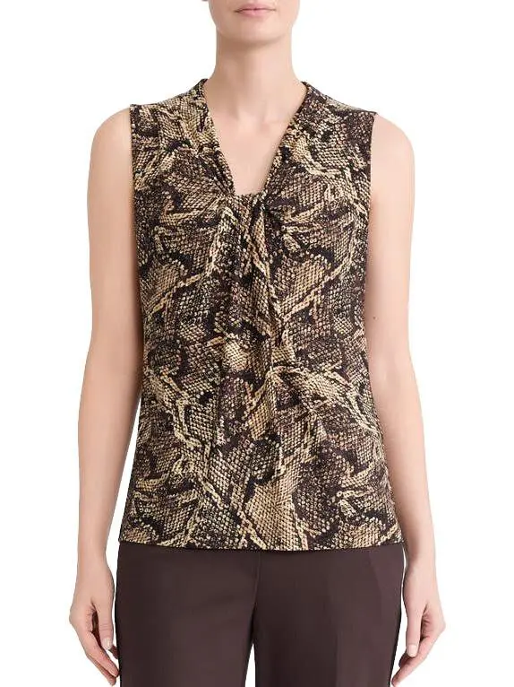 KASPER Knot Front Sleeveless Top - Black Multi