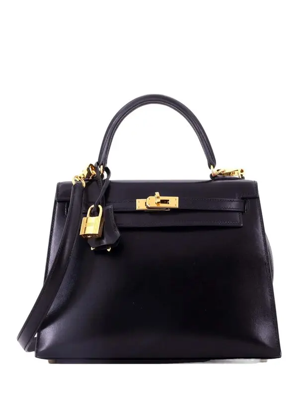 Hermès Kelly Handbag Tadelakt With Gold Hardware 25 - Black