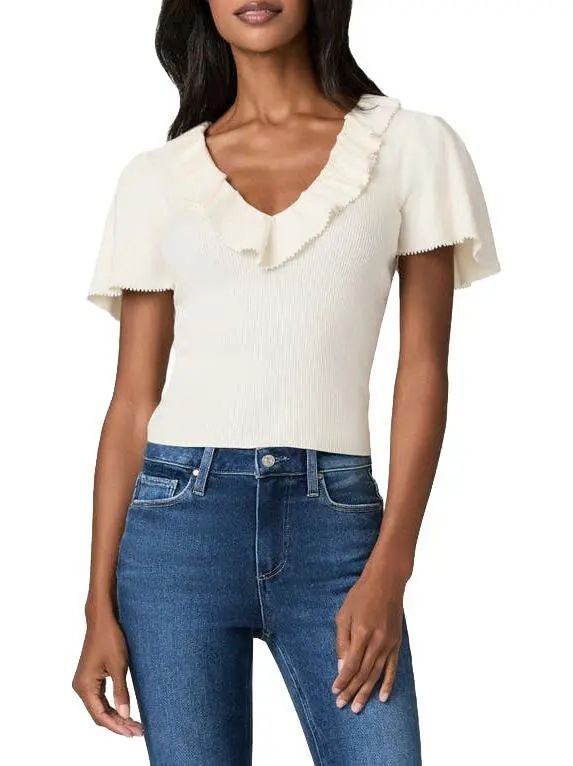 Paige Inaya Ruffle V-neck Top - Ivory
