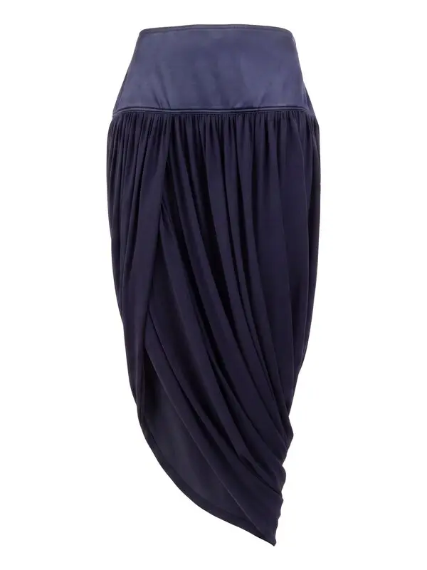 FERRAGAMO Gathered Skirt With Peplum Waist - Blue
