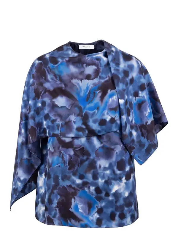 FERRAGAMO Carnation Print Sleeveless Top - Blue