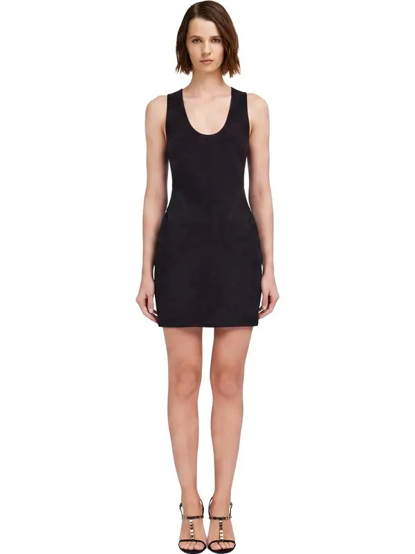 FERRAGAMO Suede Mini Dress - Black