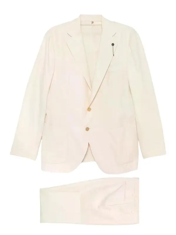 SANTANIELLO Notched-lapels Single-breasted Suit - Neutrals