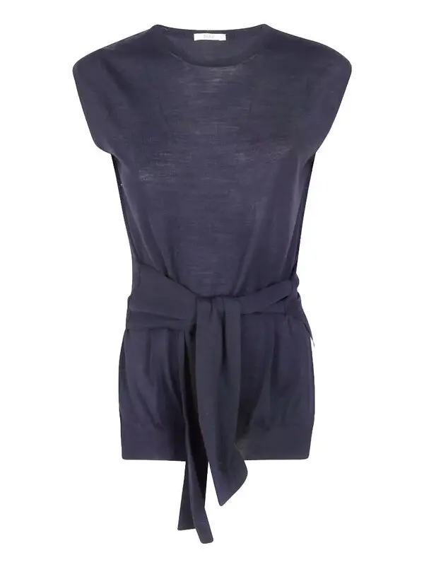 NUUR Belted Sleeveless Sweater - Black