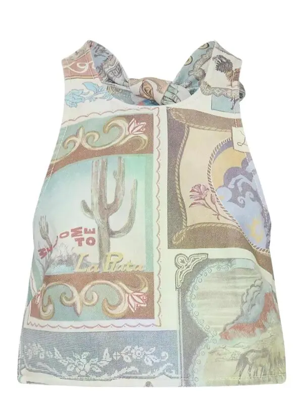 ALEMAIS Andie Graphic-print Halter Top - Neutrals