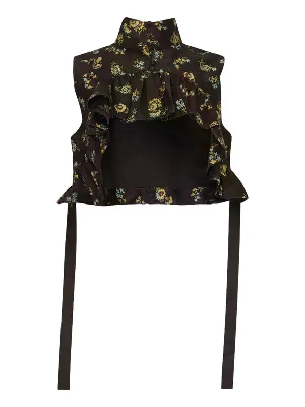 ALEMAIS Lilah Ruffled Floral-print Top - Brown