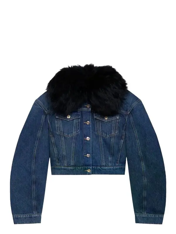 Blumarine Faux-fur Collar Denim Jacket - Blue