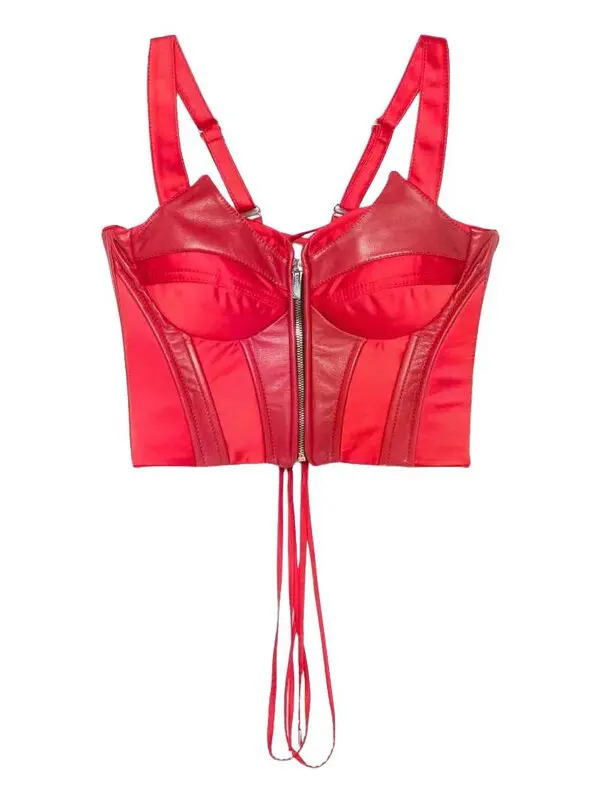 MITILIANE COUTURE Leather-panelled Corset Top - Red
