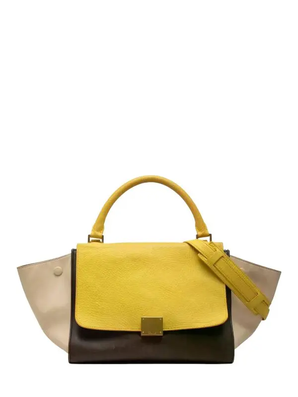Celine 2014 Medium Tricolor Leather Trapeze Satchel - Brown