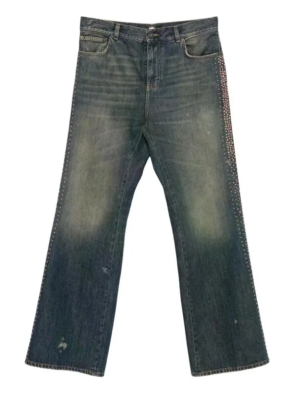 Amiri Stud-embellished Flared Jeans - Blue