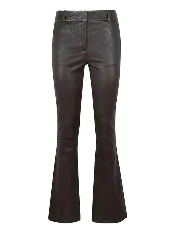 ARMA Lucia Flared Leather Trousers - Brown