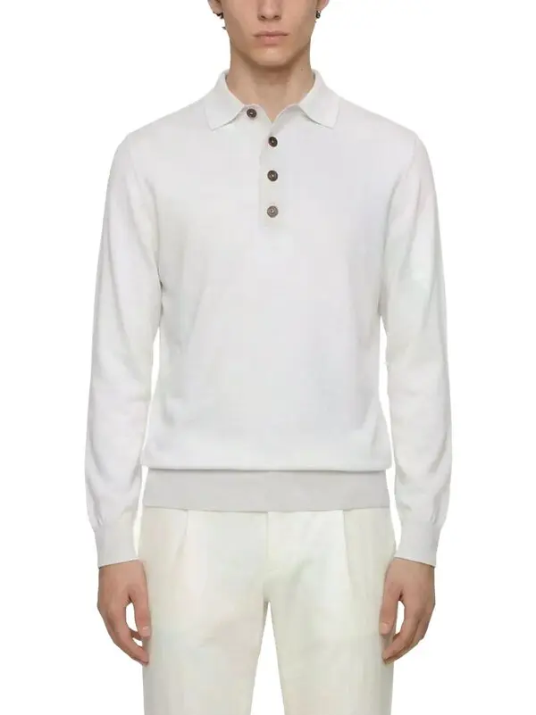 Eleventy Long-sleeve Polo Shirt - White