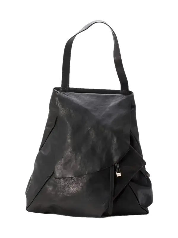 MIALUIS Ferdi Geometric Nappa Leather Tote Bag - Black