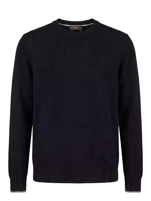 Peserico Contrast-trim Crew-neck Sweater - Black