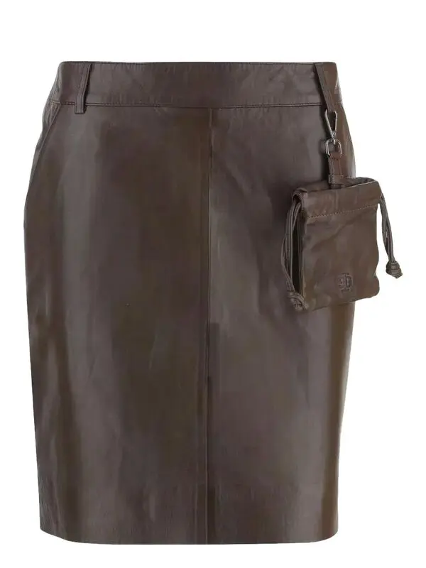 THE GARMENT Soho Detachable-pouch Leather Midi Skirt - Brown