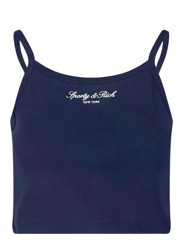 Sporty & Rich Logo-print Cropped Camisole - Blue