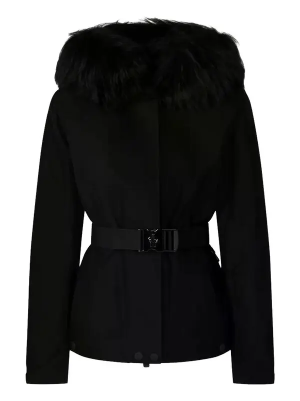 Moncler Faux-fur Belted Jacket - Black