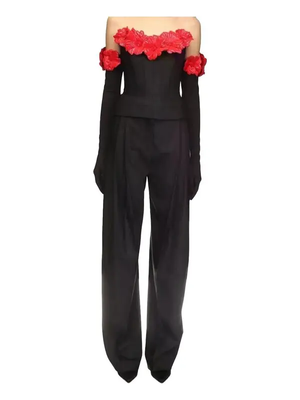 David Koma Pleated Wide-leg Trousers - Black