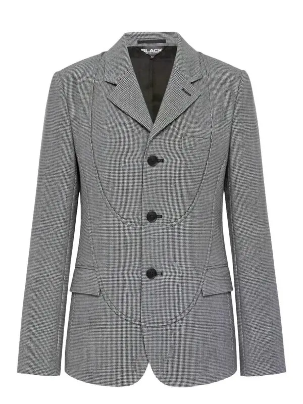 Comme Des Garçons Houndstooth-pattern Curved-seam Blazer - Grey
