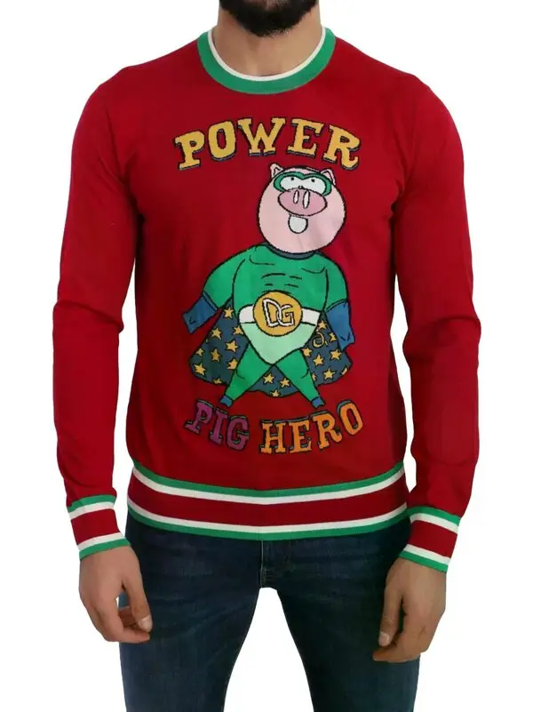 Dolce & Gabbana Intarsia-knit Pig-motif Sweater - Red