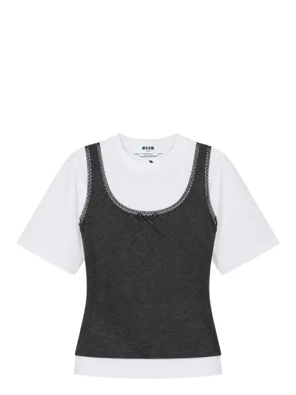 MSGM Layered Lace-trim T-shirt - White