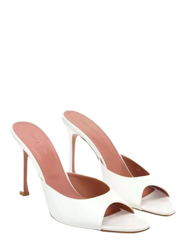Amina Muaddi Alexa Satin Heeled Mules - White
