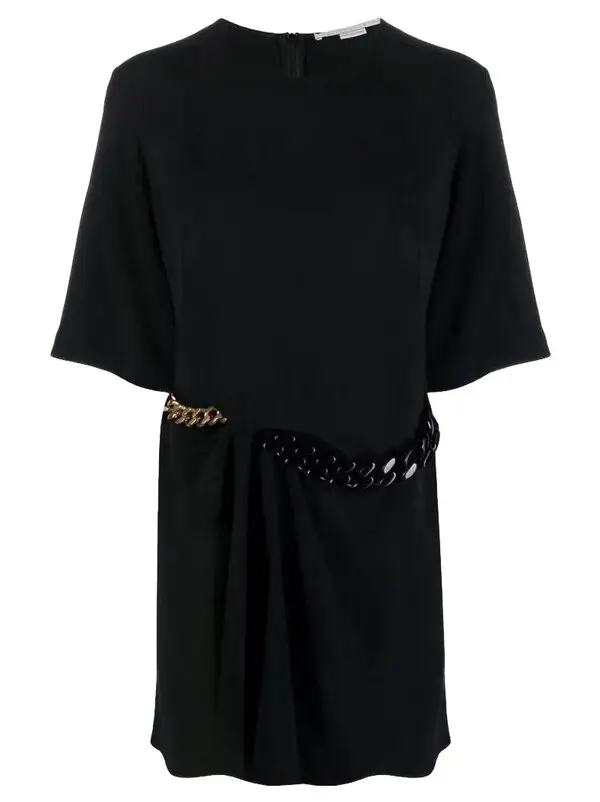 Stella McCartney Falabella Chain-link Gathered Mini Dress - Black