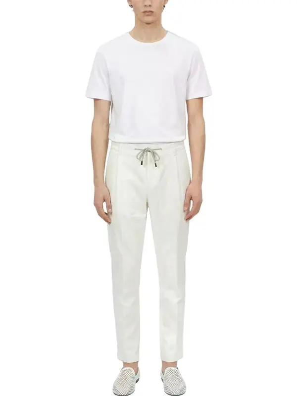 Eleventy Drawstring-waist Pleated Trousers - White
