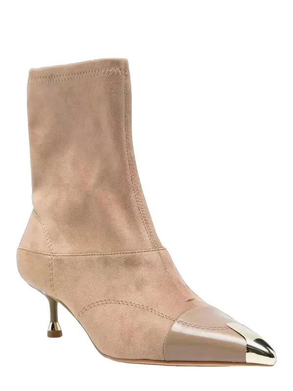 Liu Jo Metal-tip Pointed-toe Ankle Boots - Neutrals