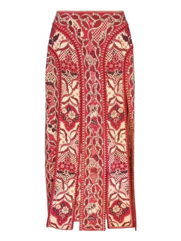 ALEMAIS Kenny Floral-print Maxi Skirt - Red