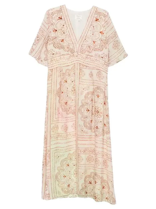 Maison123 Paisley-print V-neck Midi Dress - Neutrals