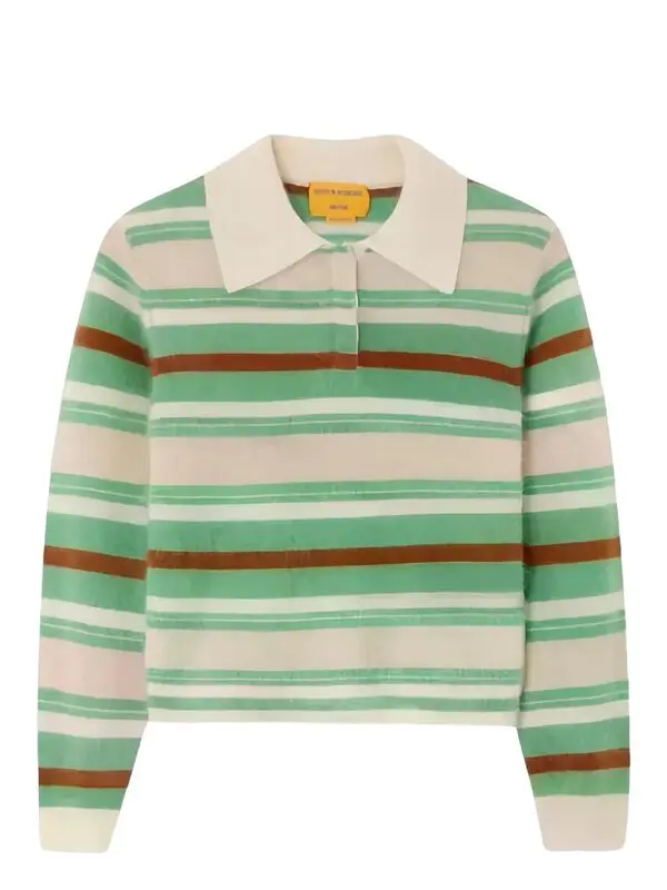 Guest In Residence Striped Polo-collar Sweater - Neutrals