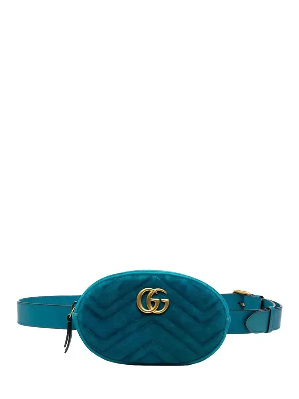 Gucci 2016-2026 Gg Marmont Matelasse Velvet Belt Bag - Blue