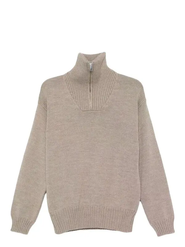 DANIELE FIESOLI Half-zip Ribbed-trim Sweater - Neutrals