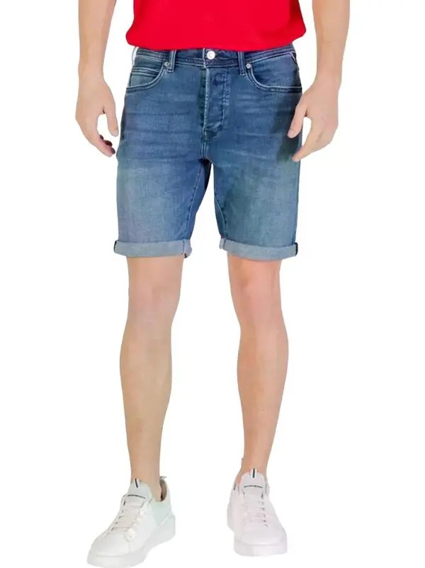 REPLAY Rolled-hem Denim Shorts - Blue