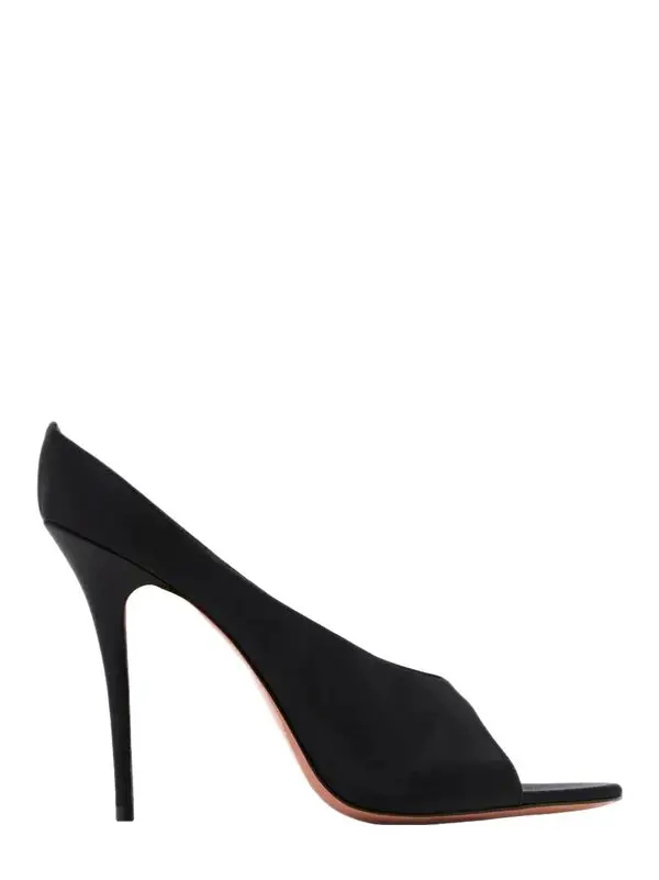 Amina Muaddi Anok Satin Sandals - Black