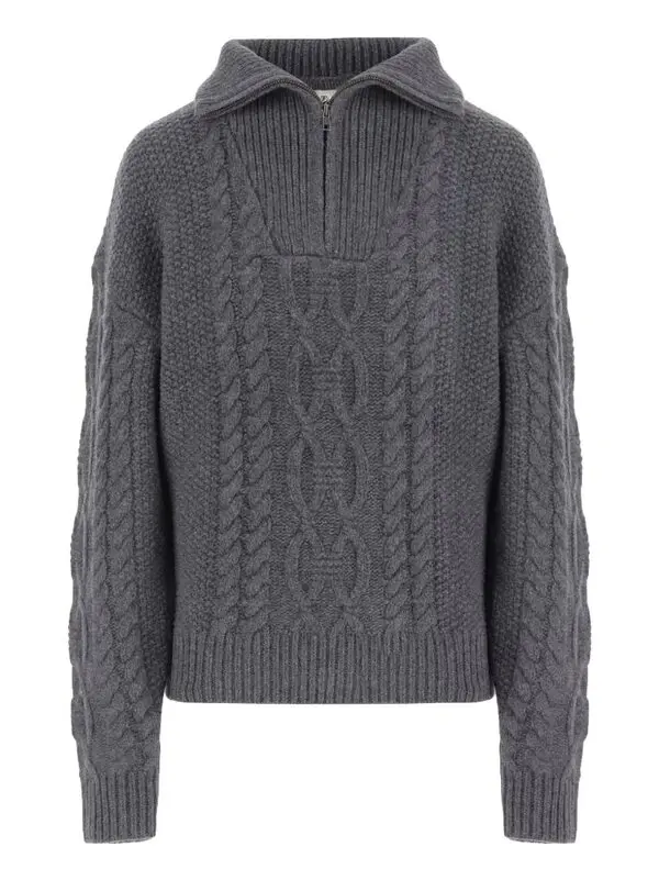 THE GARMENT Cable-knit Quarter-zip Sweater - Grey